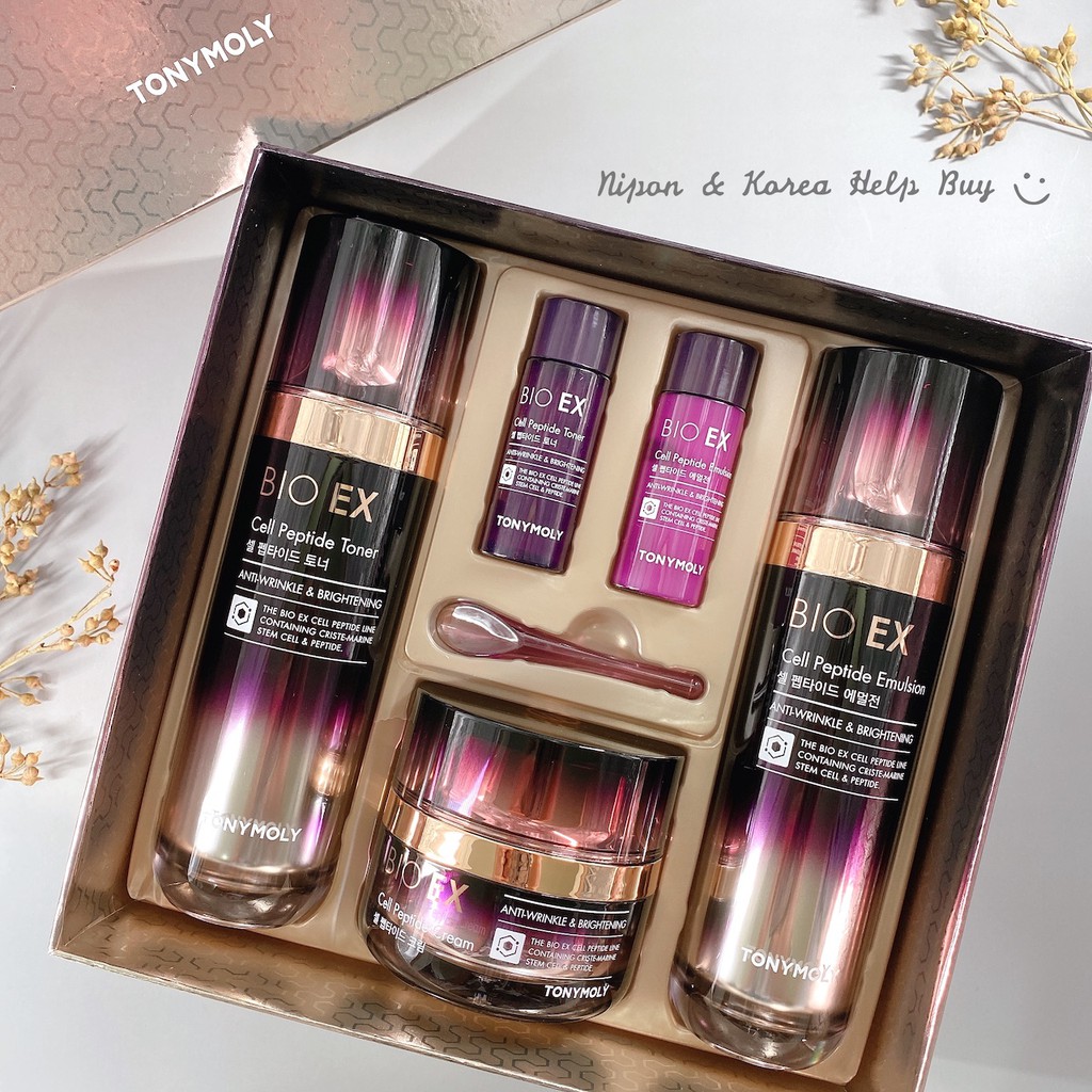 閃促⚡ TONYMOLY 胜肽活膚套裝 化妝水+乳液+面霜 Bio Ex Cell Peptide 保養組合 禮盒 | 蝦皮購物