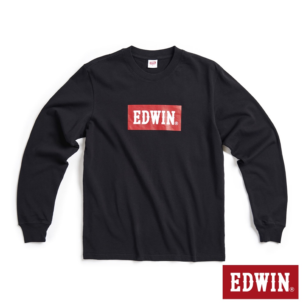 EDWIN 男款 限定款 BOX LOGO薄長T(黑色) | 蝦皮購物