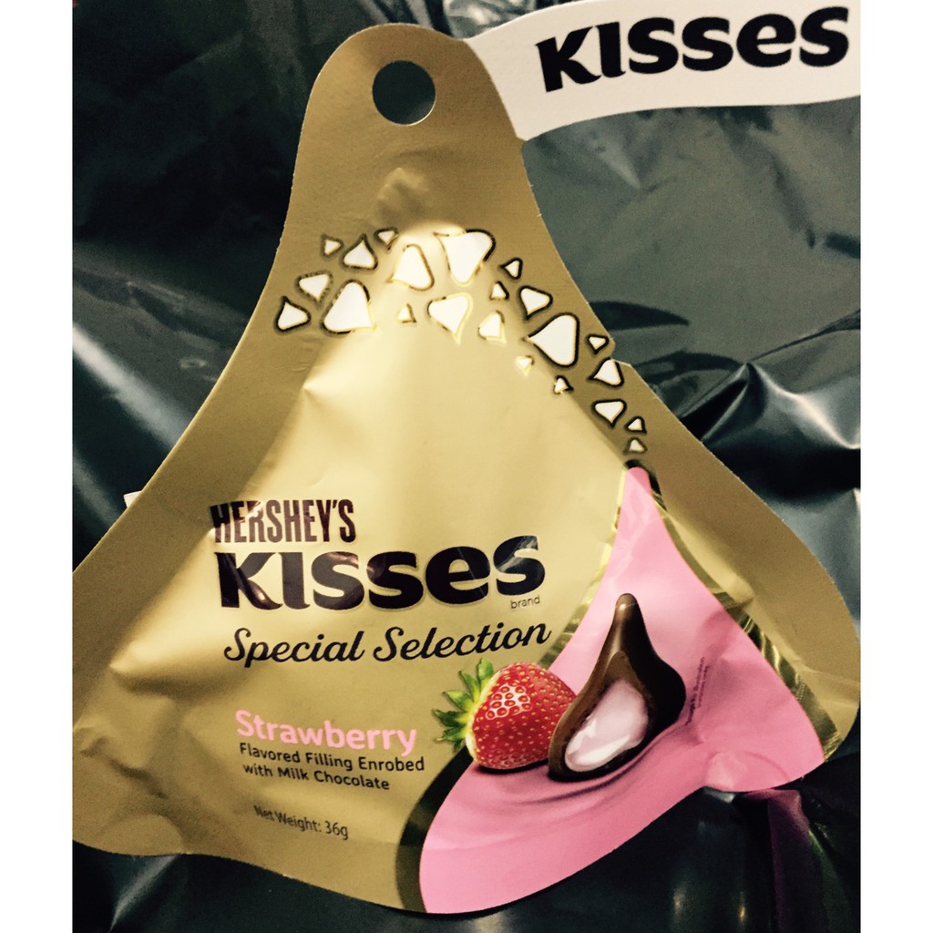 【Hersheys 好時】Kisses夾餡草莓口味巧克力36g水滴造型包裝 | 蝦皮購物