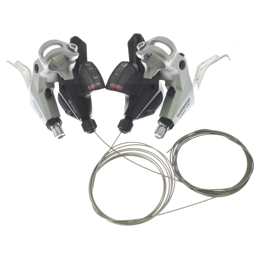 Shimano ALTUS ST-M310 3X8速煞車變速把手組左右一對銀色盒裝含完整內線、外管及端套超值首選 | 蝦皮購物
