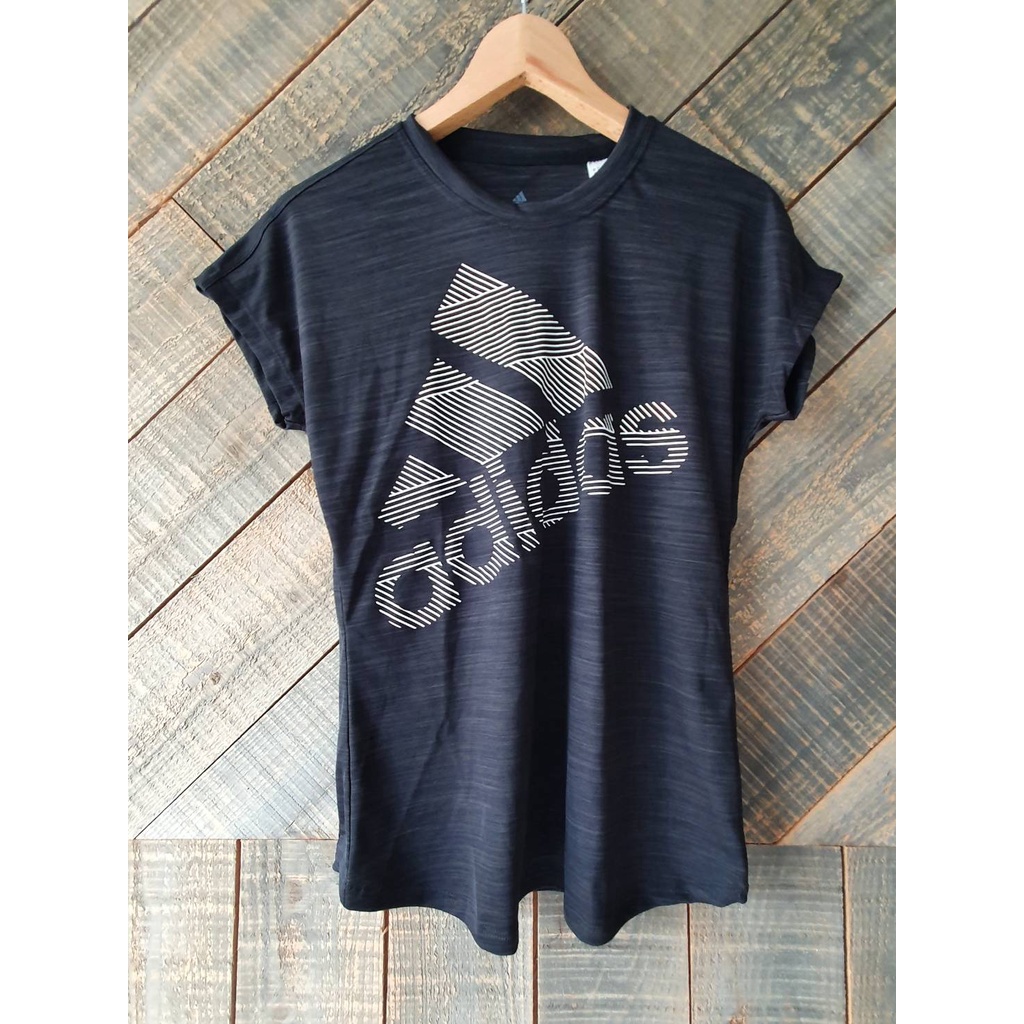 【正品 現貨】adidas 女 LOGO 訓練 慢跑 吸濕 排汗 運動 短袖 上衣 黑M EB4498 | 蝦皮購物