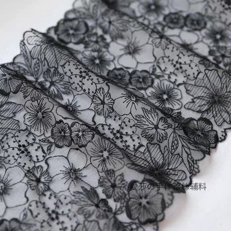 《iAsa愛莎の》手作材料 精緻雙邊滿幅繡網紗刺繡蕾絲花邊DIY婚紗服飾輔料寬20.5cm | 蝦皮購物