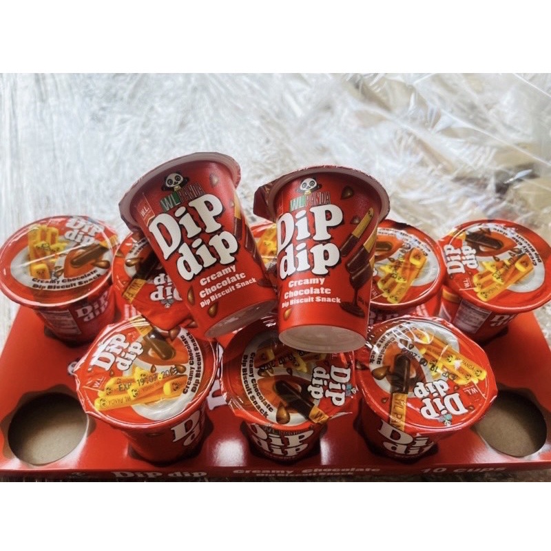 [零食王國] 滿額免運 現貨~附發票~團購/批發~Dip Dip 熊貓巧克力沾醬杯 巧克力醬 (30g*10杯)沾醬餅 | 蝦皮購物