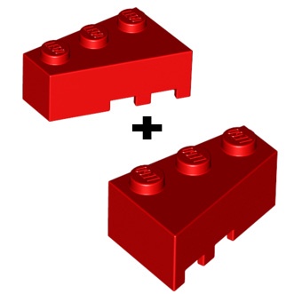 LEGO 6256588 6565 + 6256585 6564 紅色 2x3 翼型 楔形磚 (一對) | 蝦皮購物