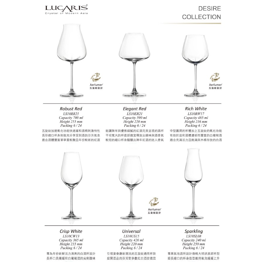 【阿土伯餐具】Lucaris無鉛水晶酒杯 DESIRE 五旋紋水晶紅酒杯 白酒杯/6入組 | 蝦皮購物