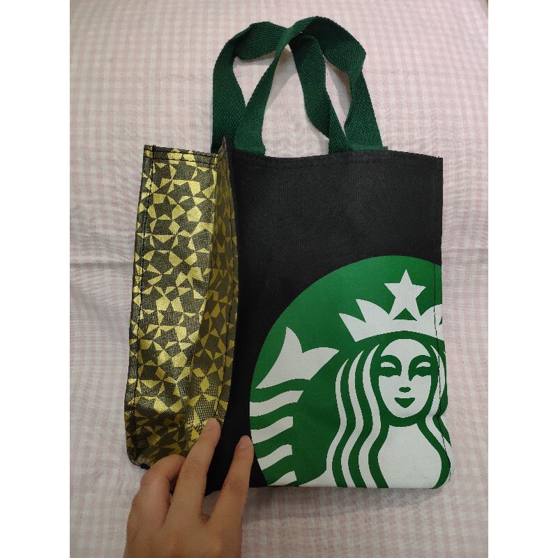 日本星巴克帆布袋/手提袋/購物袋/通勤袋/便當袋 黑色中號 | 蝦皮購物