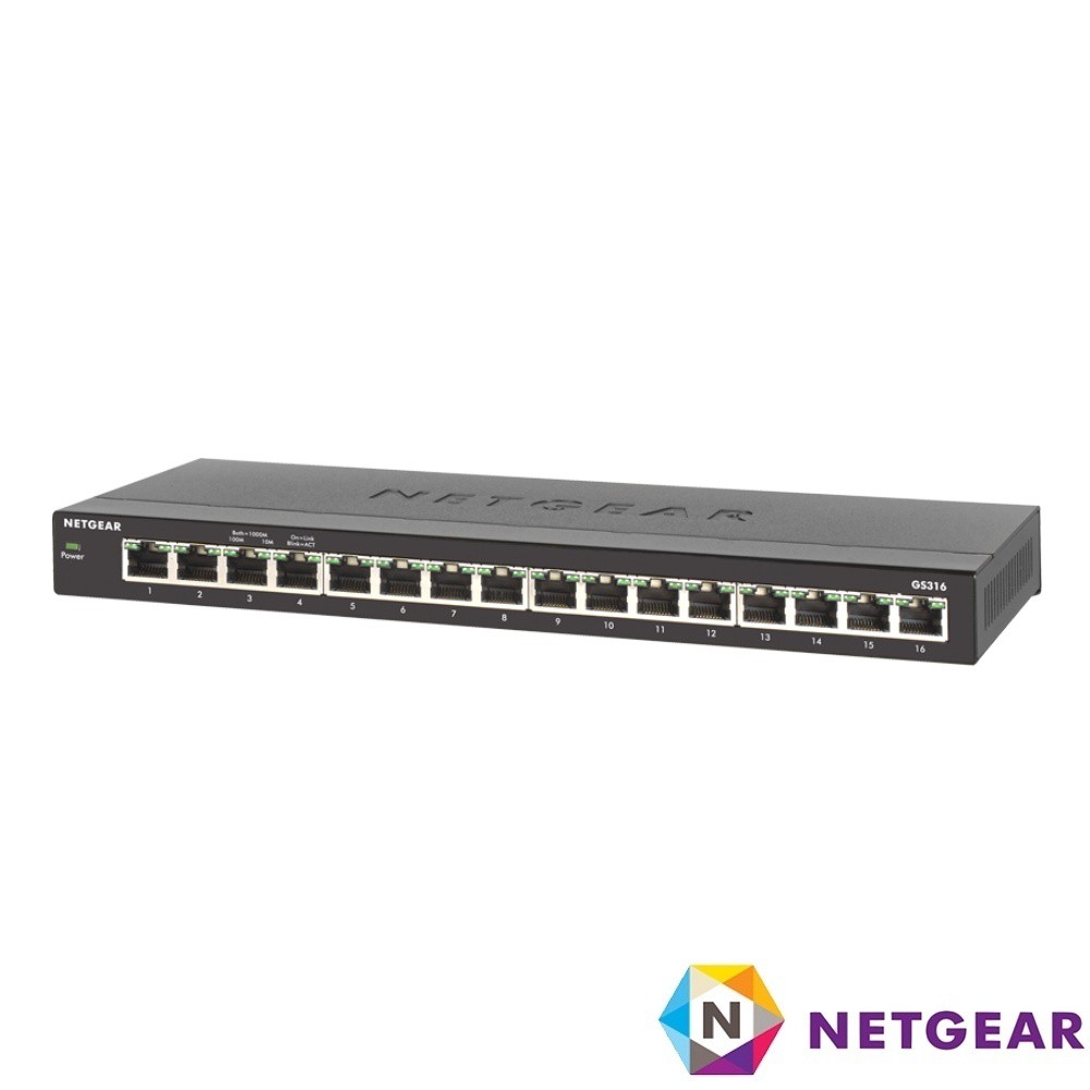 Netgear GS316 薄型 - 16埠 1000M GIGA Ethernet Switch 高速交換式集線器 | 蝦皮購物