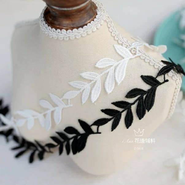 《iAsa愛莎の》手作材料 黑白綠金樹葉水溶花邊DIY服裝家居裝飾材料配件(可剪開當花貼) | 蝦皮購物
