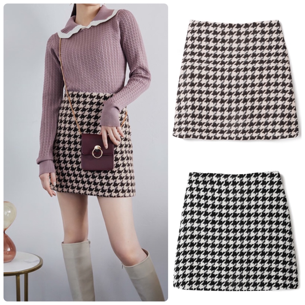 日本代購 花露米。花rumi in JP 日本知名品牌 GRL 官網正貨 千鳥格 台型 短裙 2色 | 蝦皮購物