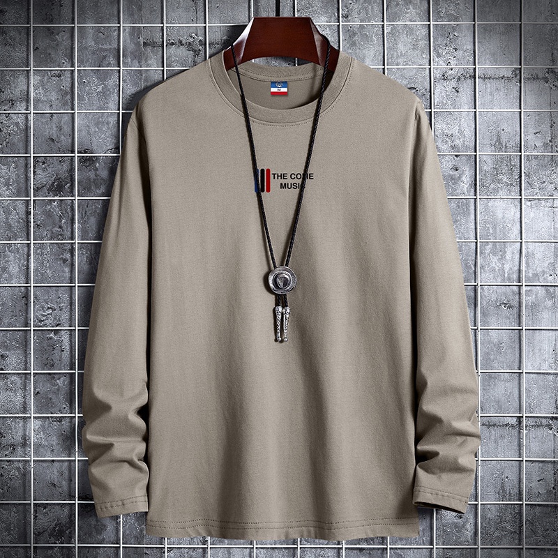 【S-4XL】長袖t恤男士春秋季潮流ins學生棉體恤打底衫男上衣 大學T 男女同款韓版大學T 男生素色打底衫 | 蝦皮購物