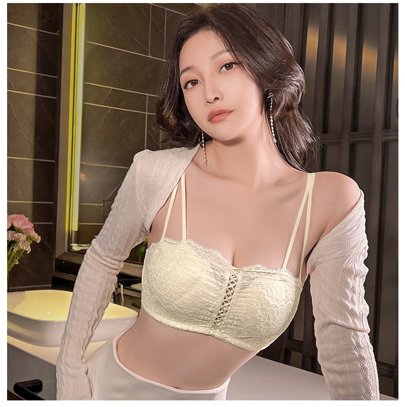 粉紅拉拉 平口蕾絲內衣 附穩定背帶 無鋼圈手掌托高 集中厚墊 美背內搭 無肩帶內衣 女生衣服 禮服內衣【PN221無褲】 | 蝦皮購物