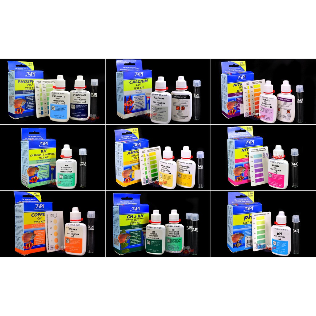 美國 API-魚博士 (GH/KH/Ca/NO3/NO2/pH/NH3/NH4/Cu/PO4) 測試劑【一組】 | 蝦皮購物