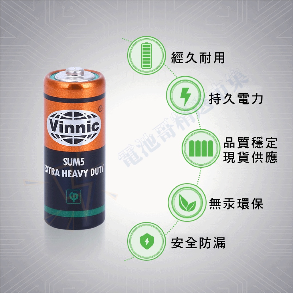 【電池哥】 轉經輪電池 5號電池 SUM5 N SIZE R1 N 碳鋅電池 LR1 AM5 910A Vinnic | 蝦皮購物