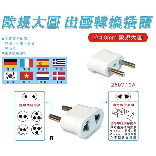 N Dr.AV聖岡科技 歐規大圓出國轉換插頭 歐規轉接頭【UTA-48B】 | 蝦皮購物