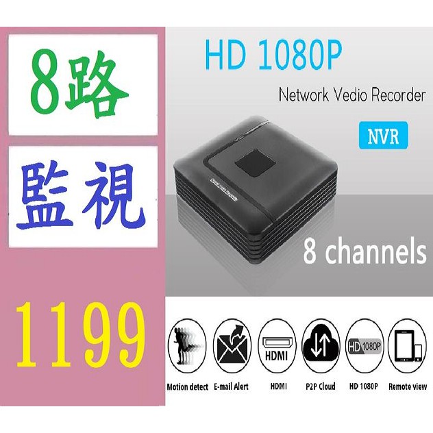 【台灣現貨免等】NVR全高清8路CCTV安防NVR 1080p 8CH ON IP攝像機 監式儲存介面 監視器主機 | 蝦皮購物