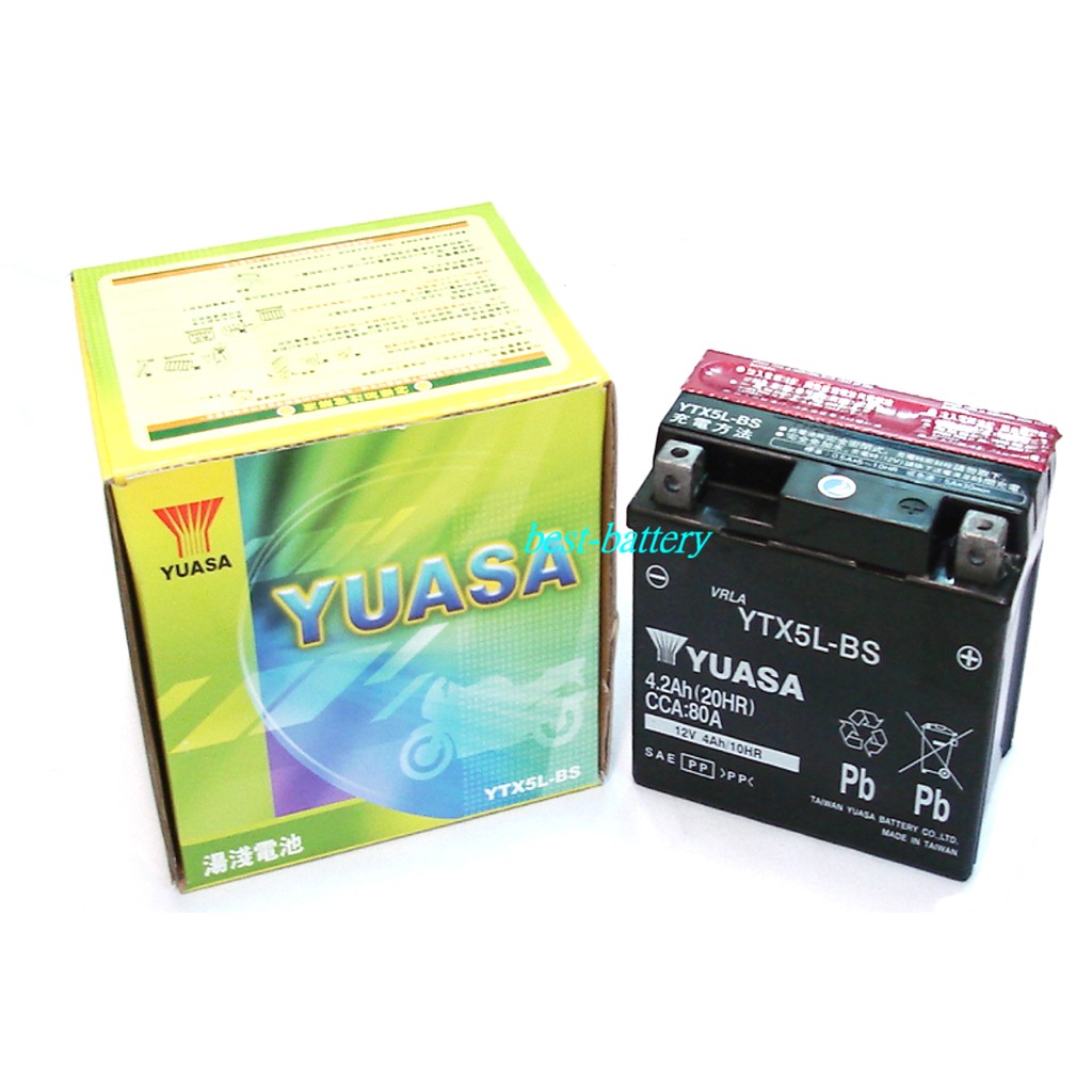 頂好電池-台中 台灣湯淺 YUASA YTX5L-BS 高性能免保養機車電池 YTX5L 同 GTX5L | 蝦皮購物