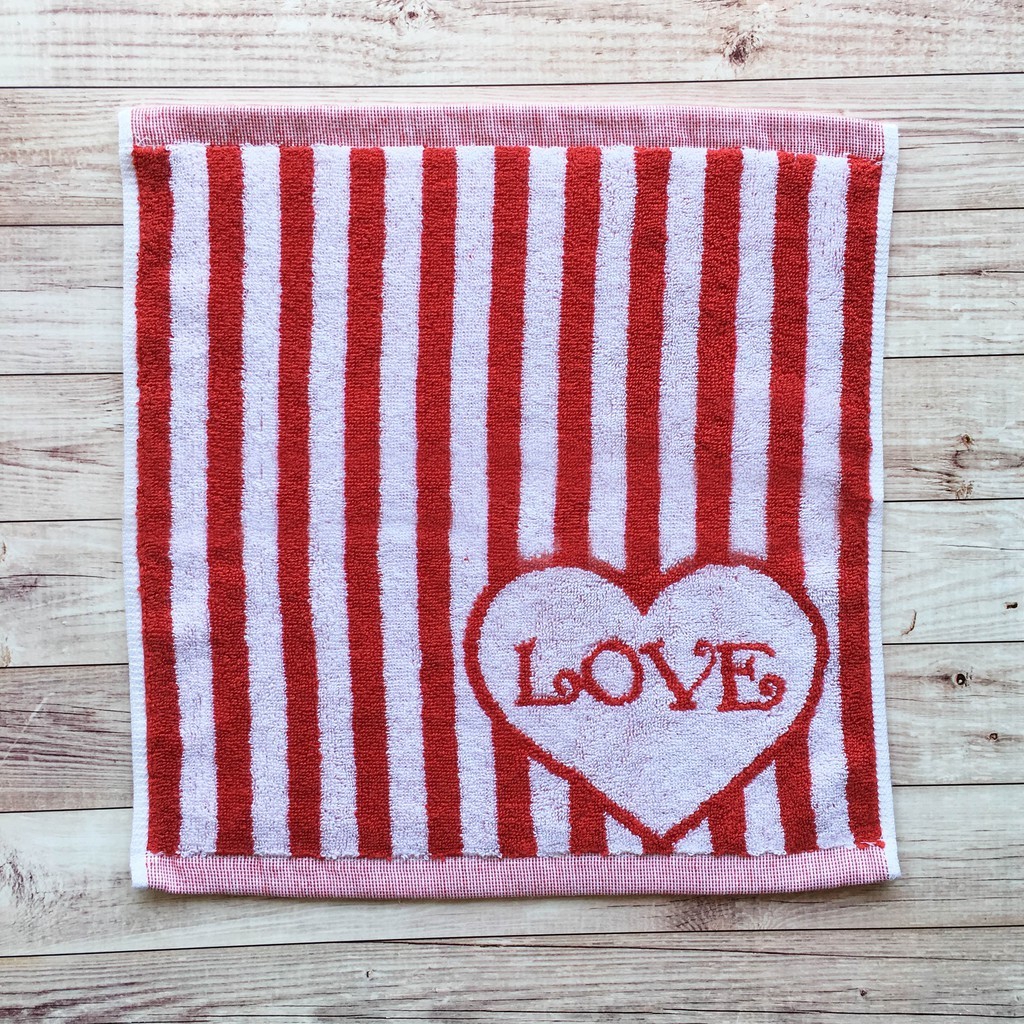 【Dayitowel】《方巾》條紋雙心方巾 雙色緹花方巾 純棉 吸水極佳 不褪色 大量可客製印字 電繡logo 台灣製造 | 蝦皮購物