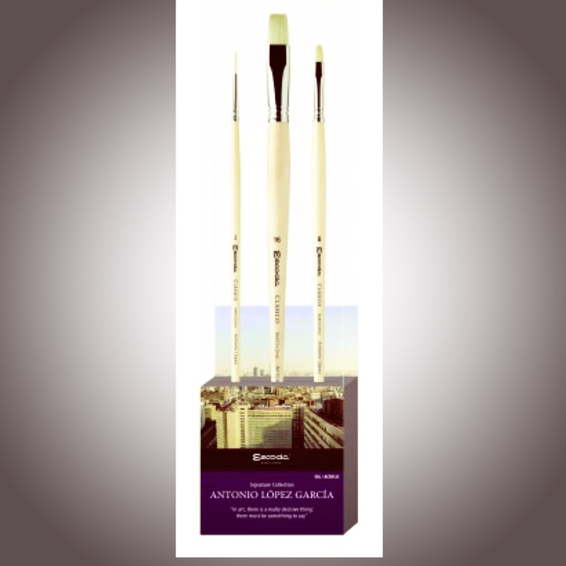 Escoda 8602 8602-2 西班牙筆皇 西班牙製造 白豬鬃油畫筆 平頭油畫筆 長桿油畫筆 油彩套組 3隻入 | 蝦皮購物