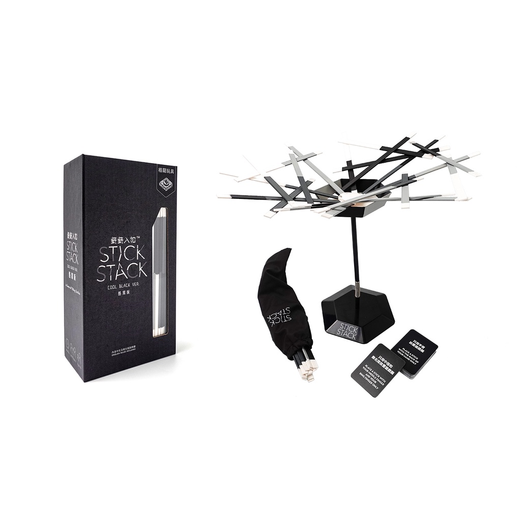 骰子人桌遊-籤籤入扣：酷黑版 Stick Stack：Cool Black(繁)平衡遊戲.顏色配對 | 蝦皮購物