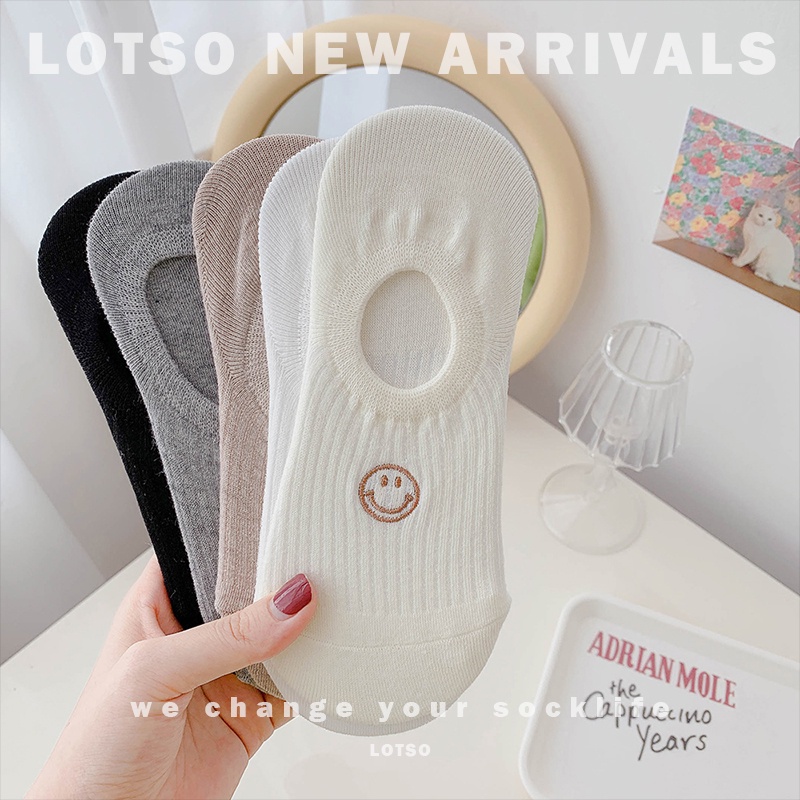 LOTSO SOCKS 日系笑臉襪 薄款隱形襪 後跟防滑膠不掉跟 表情襪 女襪 穿搭 #002042 | 蝦皮購物
