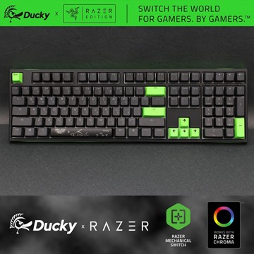 Ducky X Razer聯名款ONE 2 PBT二色鍵帽機械式鍵盤 黑色 綠軸 中文 RGB | 蝦皮購物