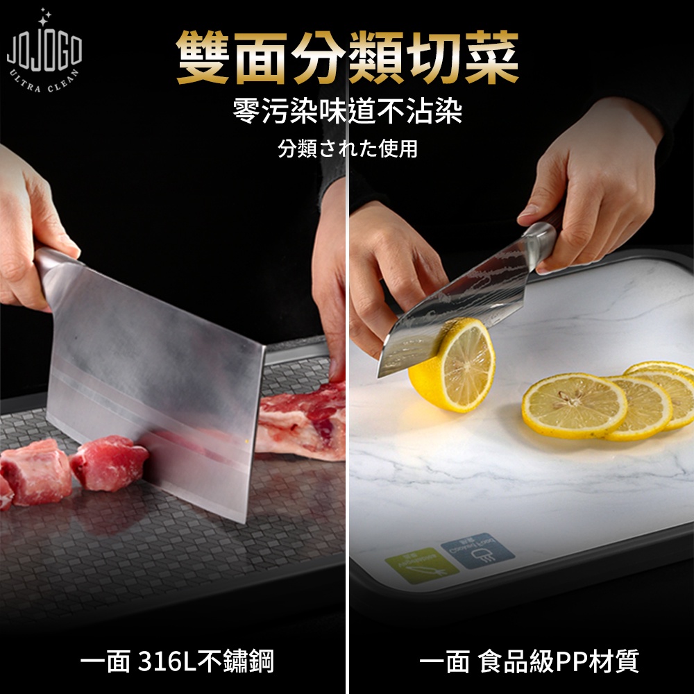 【JOJOGO】智能六合一316L不鏽鋼雙面抗菌砧板(免費附磨刀器)-1入組 | 蝦皮購物