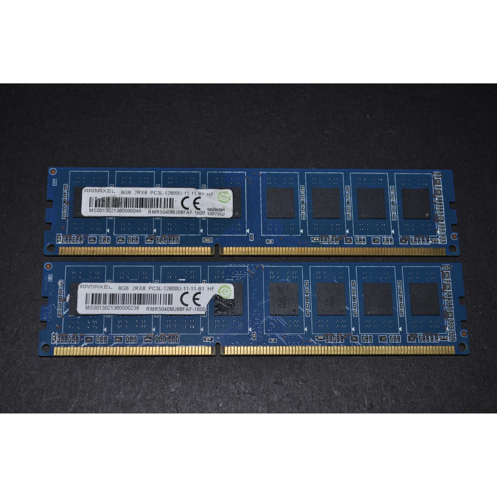 RAMAXEL PC3L-12800U (DDR3-1600) 8Gx2=16G 同廠牌 同顆粒 同週期 雙面 雙通道 | 蝦皮購物