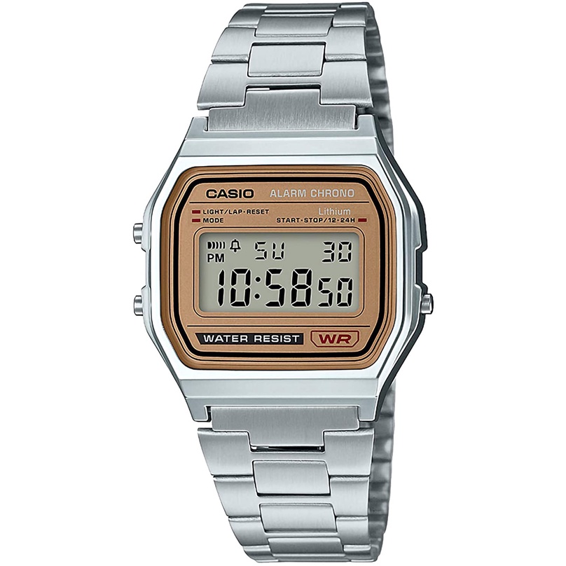 (現貨免等)卡西歐 Casio 不鏽鋼電子錶 金色錶盤 金屬錶帶 A-158WEA-9JF LED燈 A158 A168 | 蝦皮購物