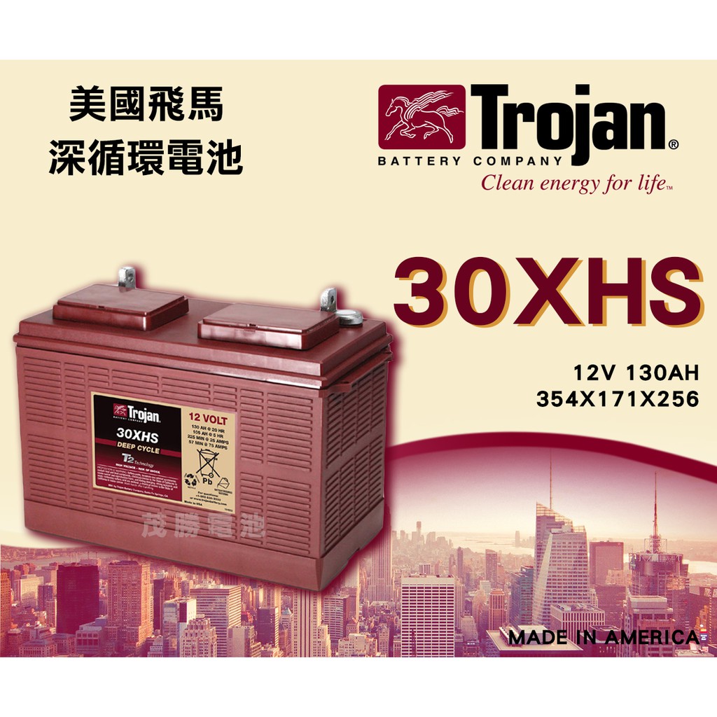 【茂勝電池】美國飛馬 Trojan 30XHS 深循環電池 12V130AH 電動拖板車 電動拖運車 適用 【需預訂】 | 蝦皮購物
