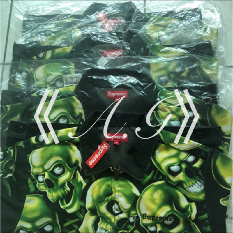《A.G代購》全新 2018 SS Supreme Skull Pile Work Jacket 骷魯頭 外套 S M | 蝦皮購物