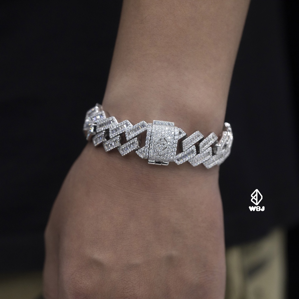 WBJ 17mm方形鑲T方古巴手鍊 全手工鑲嵌 | 蝦皮購物