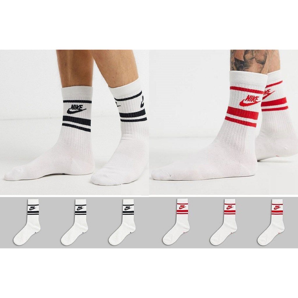 【WUMING_SPORT】現貨 NIKE Essential Socks 運動襪 休閒襪 長襪 白 條紋 DX5089 | 蝦皮購物