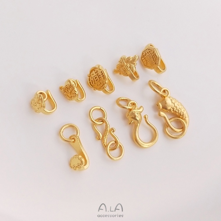 龍蝦扣 彈簧釦 diy 14k 包金 強保色 沙金 瑞獸 吉祥如意 收尾扣 魚形扣 S形 魚鉤扣 手鍊飾品 連接扣 | 蝦皮購物
