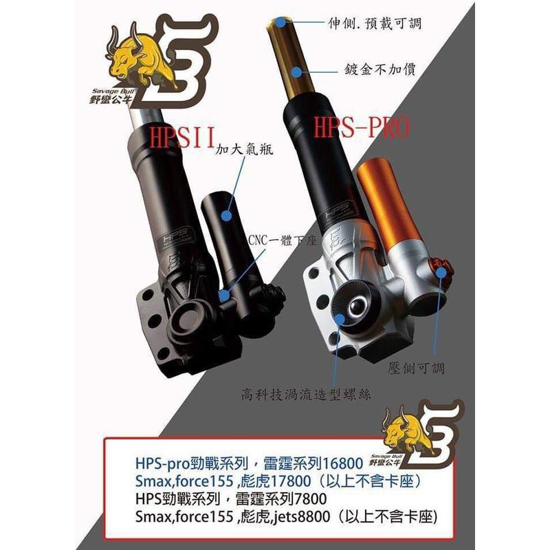 誠一機研 野蠻公牛 HPS-PRO前避震器 可調 改裝 前叉 前避震器 FORCE SMAX 155 五代戰 雷霆S | 蝦皮購物