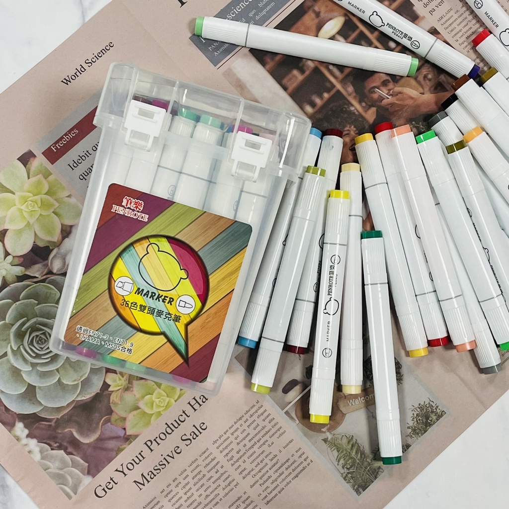 筆樂PENROTE★36色雙頭油性麥克筆/馬克筆/畫筆/PE4176 | 蝦皮購物