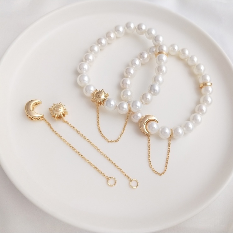 延長鏈 安全鏈 diy 14K 包金 月亮太陽 大孔珠 掛鏈 diy串珠 手鍊隔珠 時尚飾品沙金配件 | 蝦皮購物
