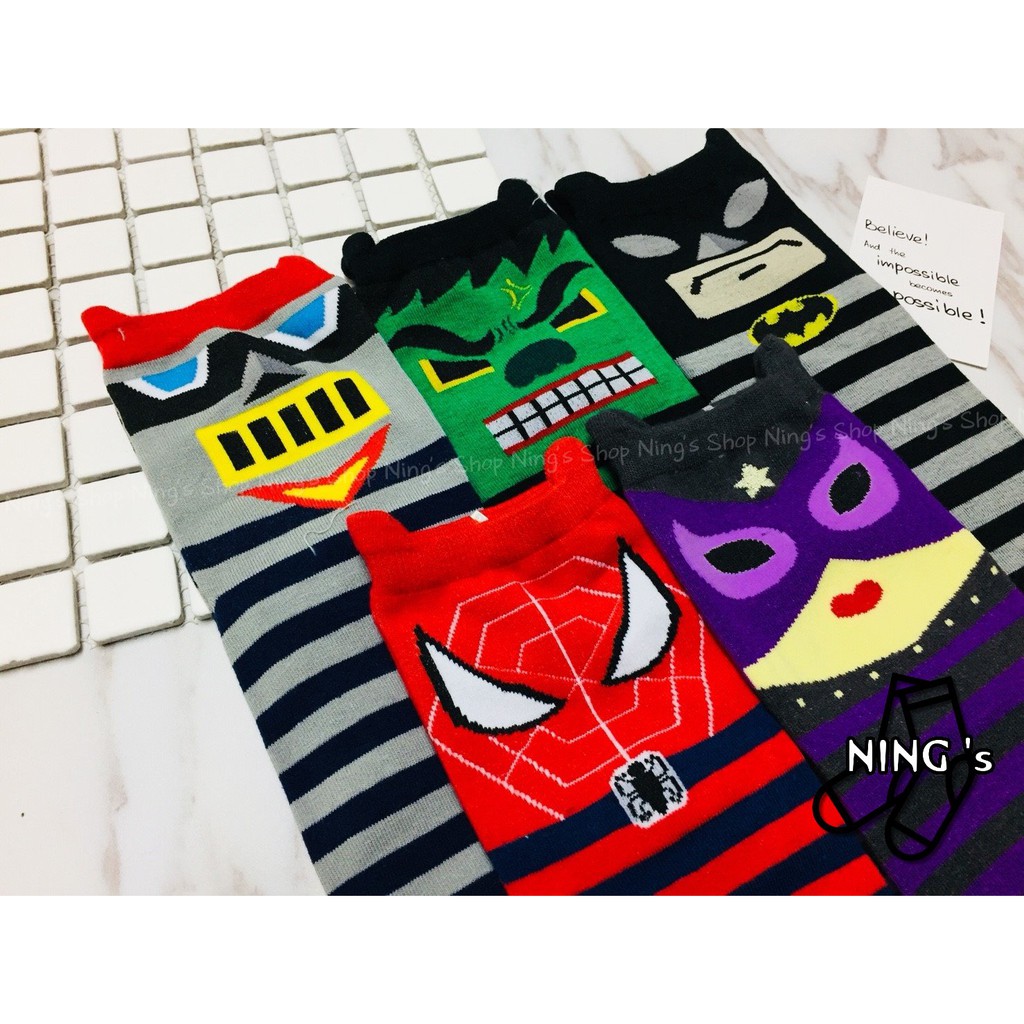【現貨快速出貨🚙】Ning's Shop ∥英雄聯盟 蜘蛛人 襪子 蝙蝠俠 英雄系列 鋼鐵人 貓女 綠巨人 買五送一 | 蝦皮購物