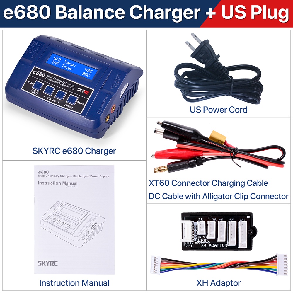 Skyrc E680 80W AC/DC 平衡充電器放電器 13.8V DC 電源適用於 LiPo Li-ion LiF | 蝦皮購物