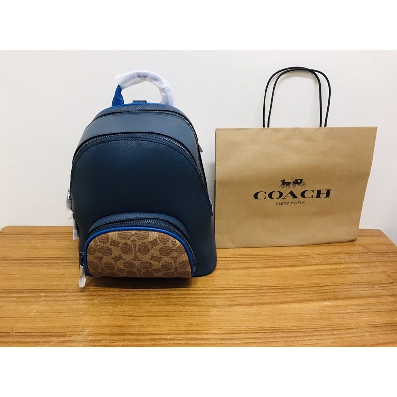F657 coach 藍色背包 滿版 | 蝦皮購物