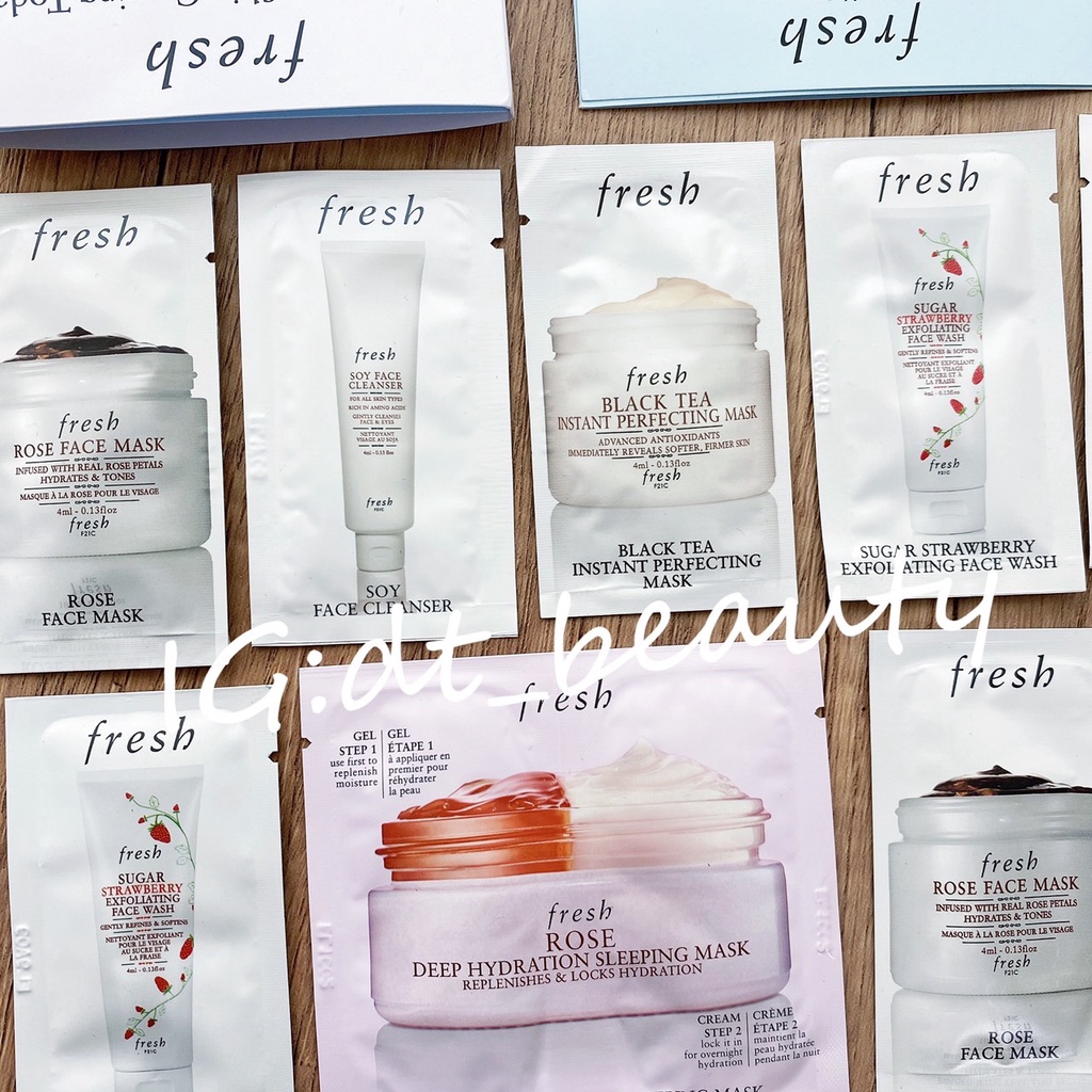 Fresh 玫瑰保濕面膜 紅茶晚間面膜 洗面乳 面膜 小樣 試用卡 試用包 化妝水 | 蝦皮購物