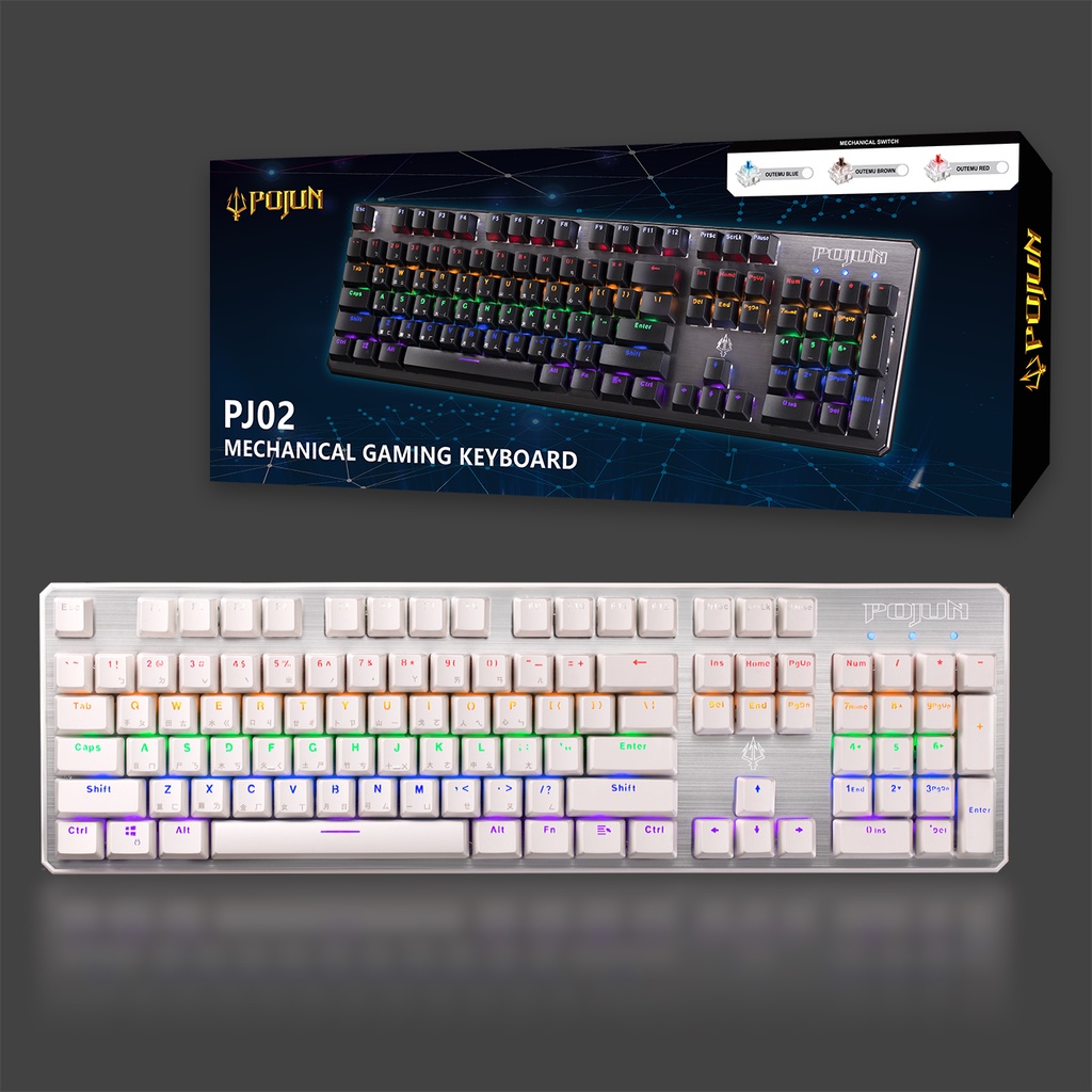 【POJUN公司貨 PJ02】機械鍵盤 電競鍵盤 機械鍵盤 青軸鍵盤 茶軸鍵盤 紅軸鍵盤 鍵盤 青軸 茶軸 鍵盤滑鼠 | 蝦皮購物