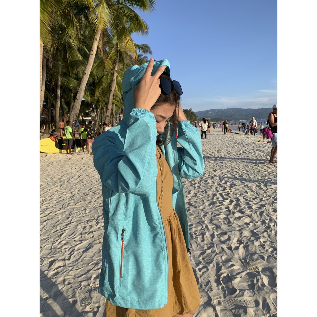 SOFO - 外套 薄外套 薄風衣 防風輕薄抗uv 女款 - 緞染湖綠 現貨 | 蝦皮購物