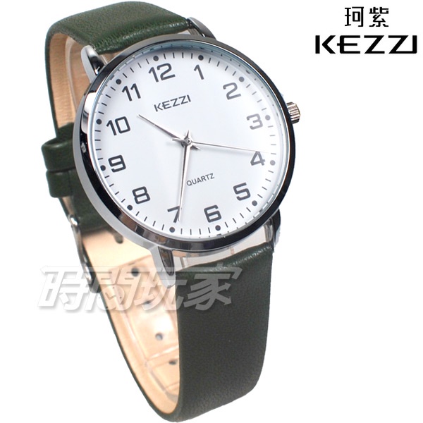 KEZZI珂紫 KE2354綠 數字時尚 文青系 都會腕錶 皮帶 男款/男錶/中性錶/女錶/都適合【時間玩家】 | 蝦皮購物