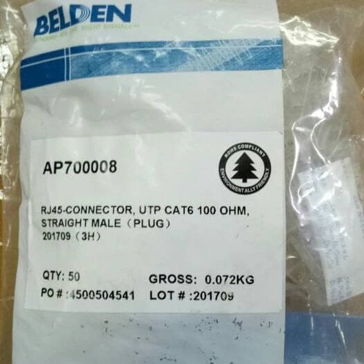 原裝 Rj45 cat 6 BELDEN 連接器 50pcs AP700008 | 蝦皮購物