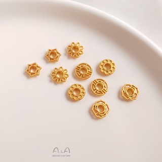 ALGD22-保色金沙金水晶珍珠路路通貼片蜜蠟玉石珠孔堵頭花托DIY鑲嵌配件 | 蝦皮購物