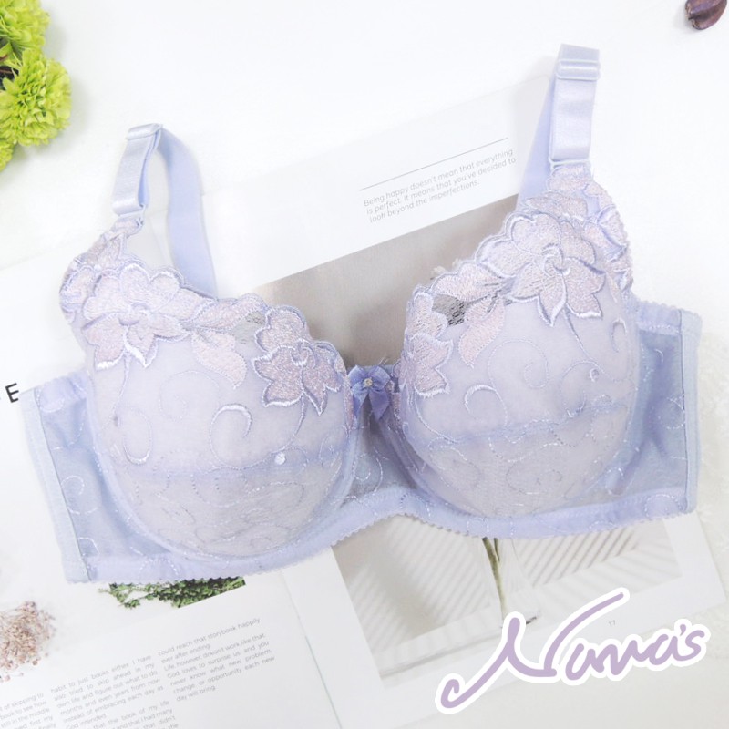 【露娜斯Nunas】雙色刺繡。月牙包覆集中舒適軟襯 E-G杯 大罩杯內衣 U3318 台灣製 紫 橘粉 | 蝦皮購物