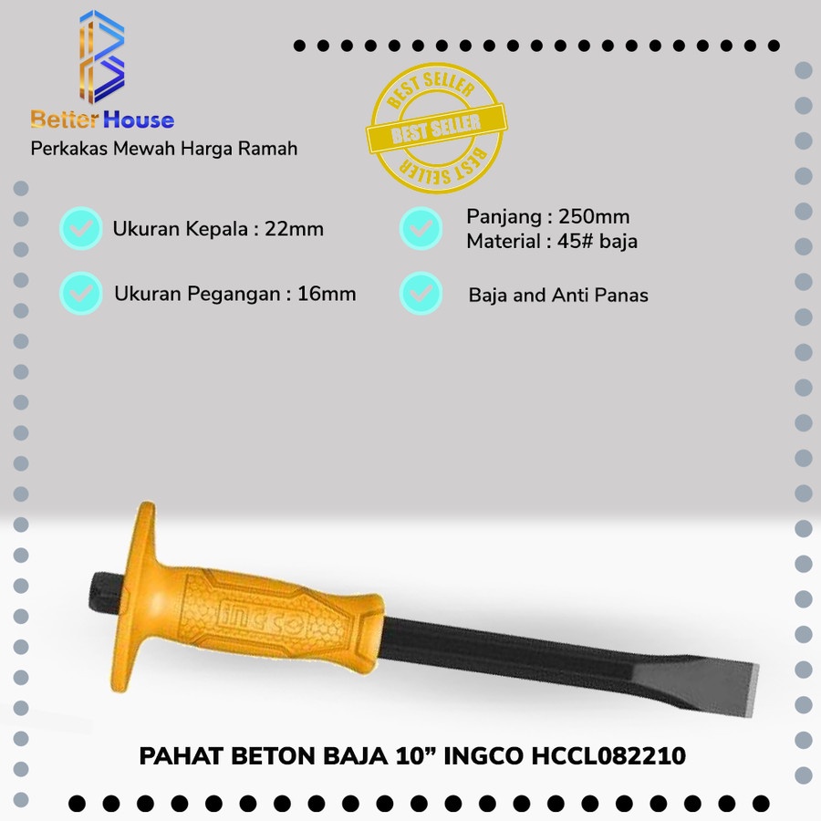 Ingco HCCL 扁平 10 英寸鋼石鑿子082210 靈活 | 蝦皮購物