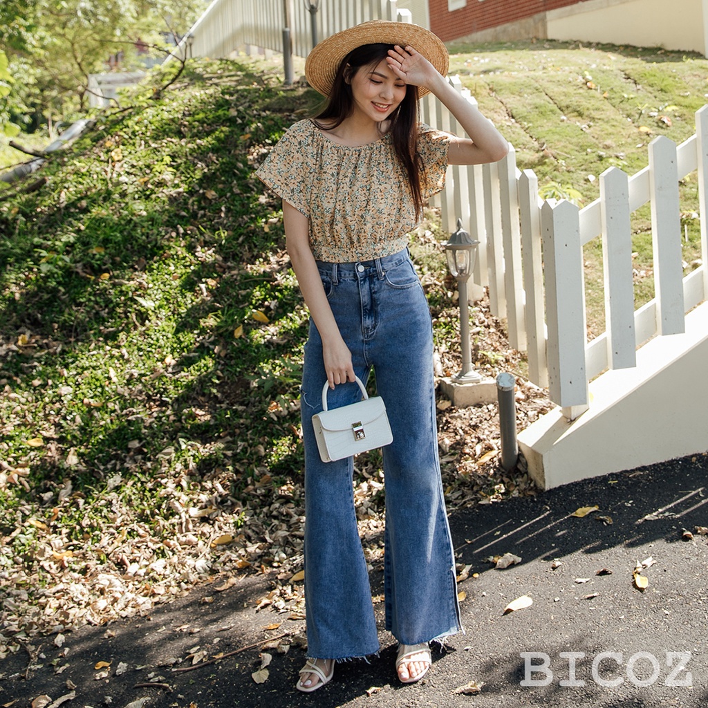 BICOZ｜長腿側開岔無彈小喇叭牛仔褲 S~XL 高腰牛仔褲 牛仔喇叭褲 喇叭褲 丹寧 無彈牛仔褲 【22339】 | 蝦皮購物