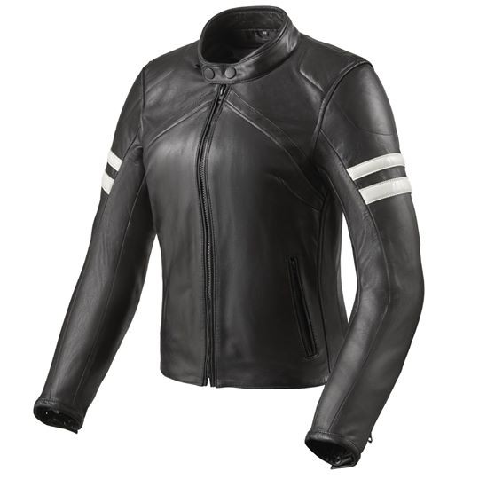 【德國Louis】REVIT女用摩托車騎士皮衣外套 黑白配色堅固舒適水牛皮復古風格重機女生真皮防摔衣夾克編號207351 | 蝦皮購物