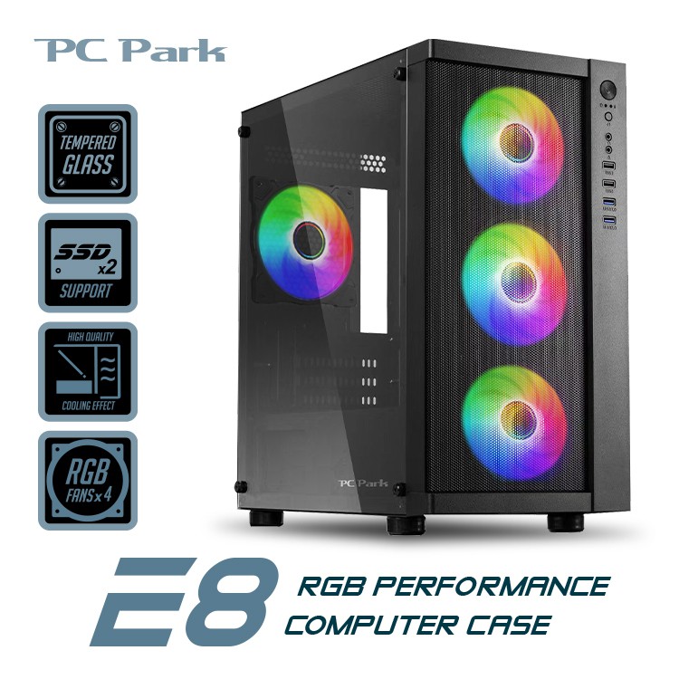 PC Park E8 RGB 電腦機殼 M-ATX/ITX 黑 2大2小 現貨 廠商直送 | 蝦皮購物